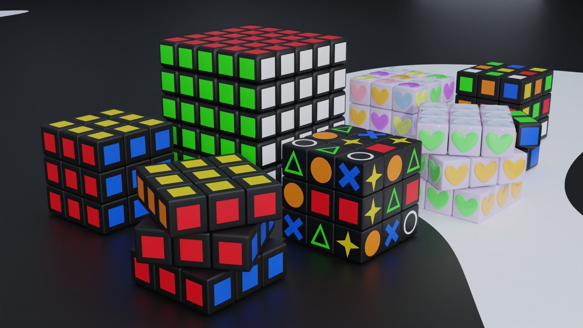 3D model Rubiks cube pack VR / AR / low-poly | CGTrader