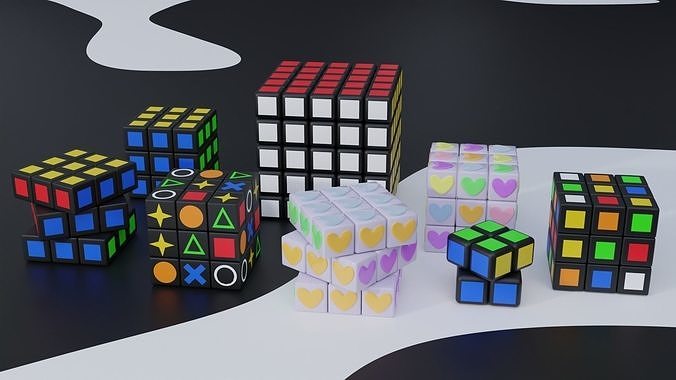 3D model Rubiks cube pack VR / AR / low-poly | CGTrader