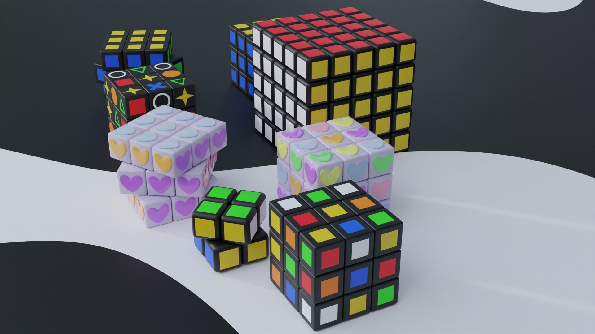 3D model Rubiks cube pack VR / AR / low-poly | CGTrader
