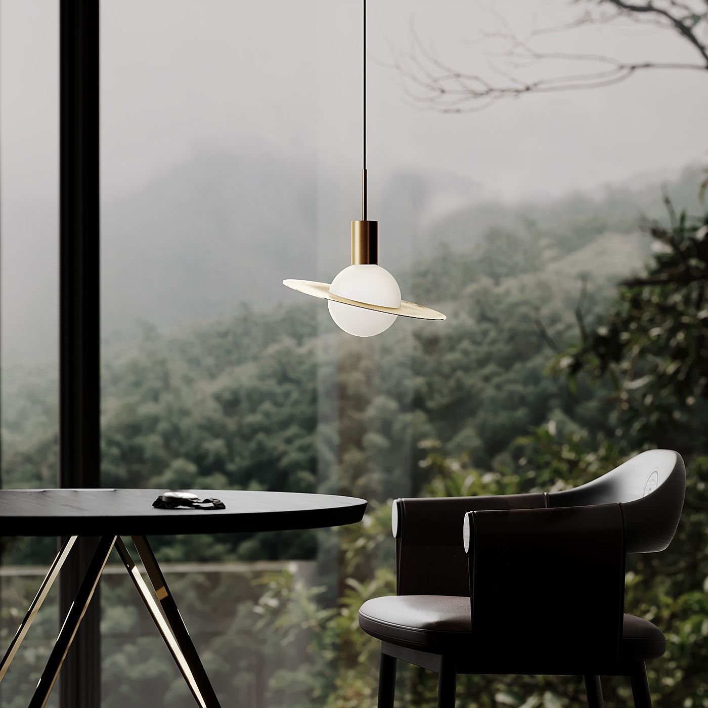 Gold Planetoid Hanging Light Kit 3D model | CGTrader