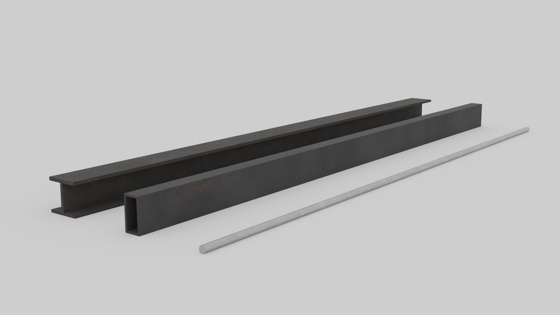 steel beam and bar 3D model rigged | CGTrader
