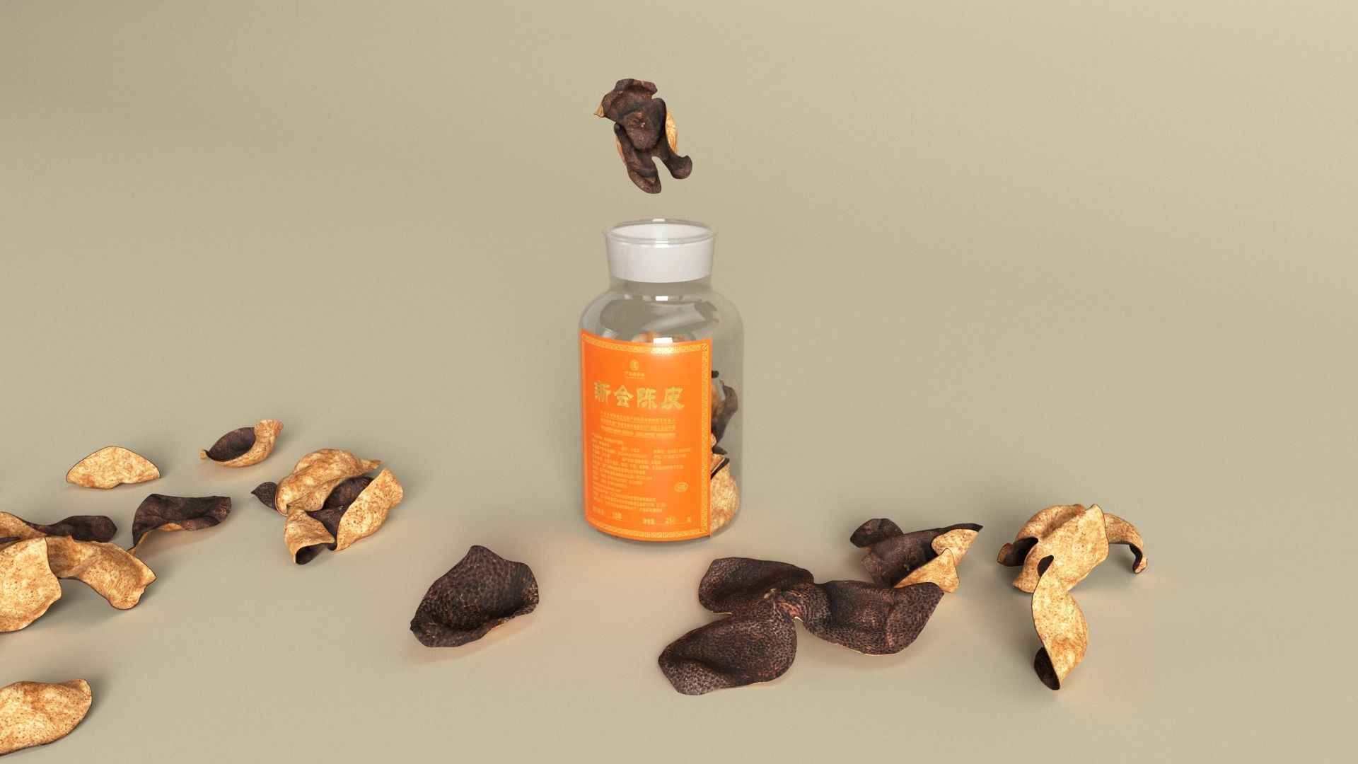 Chinese pericarpium citri reticulatae 3D model animated | CGTrader