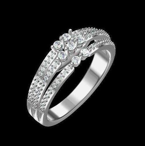 Stylish Three Layers Engagement Diamond Ring 3D model 3D printable ...