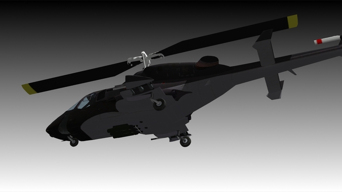 Airwolf Bell 222 Helicopter 3D Model animated rigged .max .fbx .c4d ...