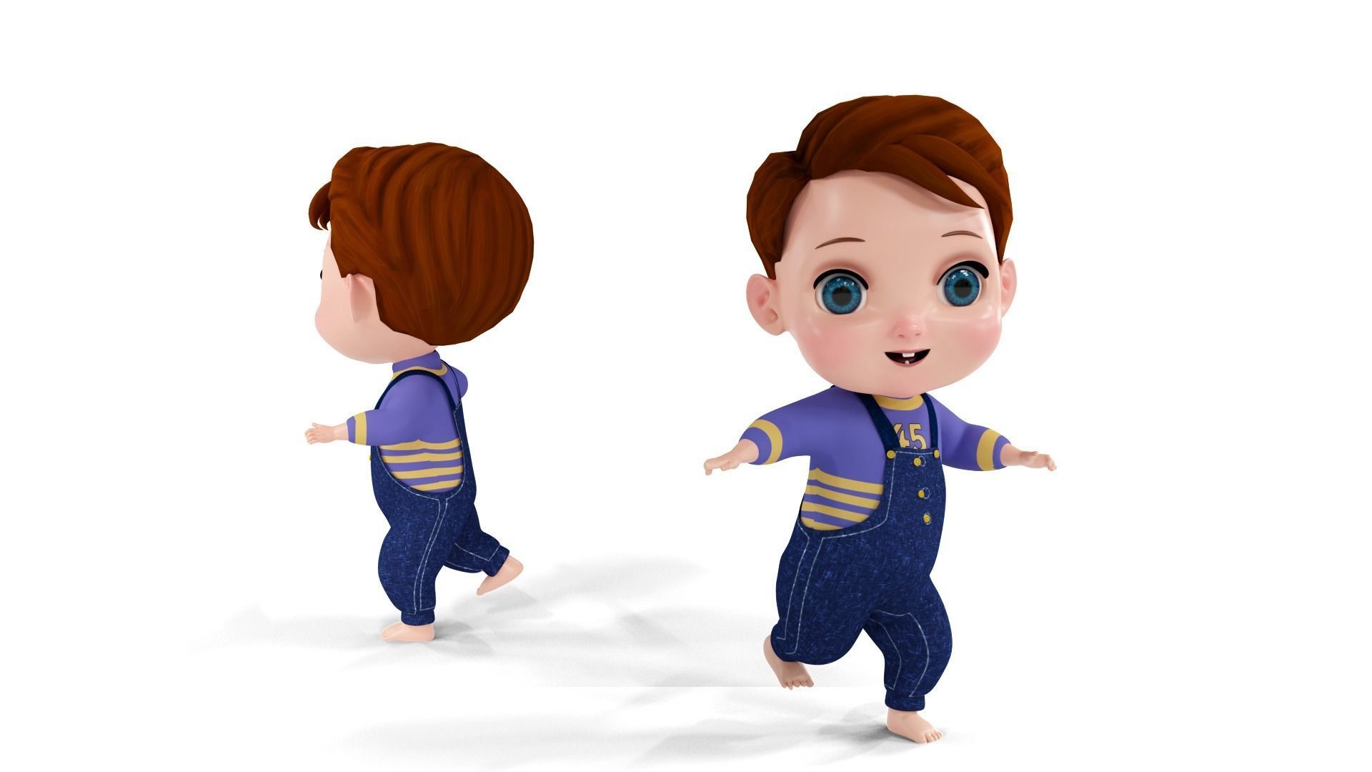 3D model Cartoon Boy Full Rigged and Animated in Blender with Unity VR ...