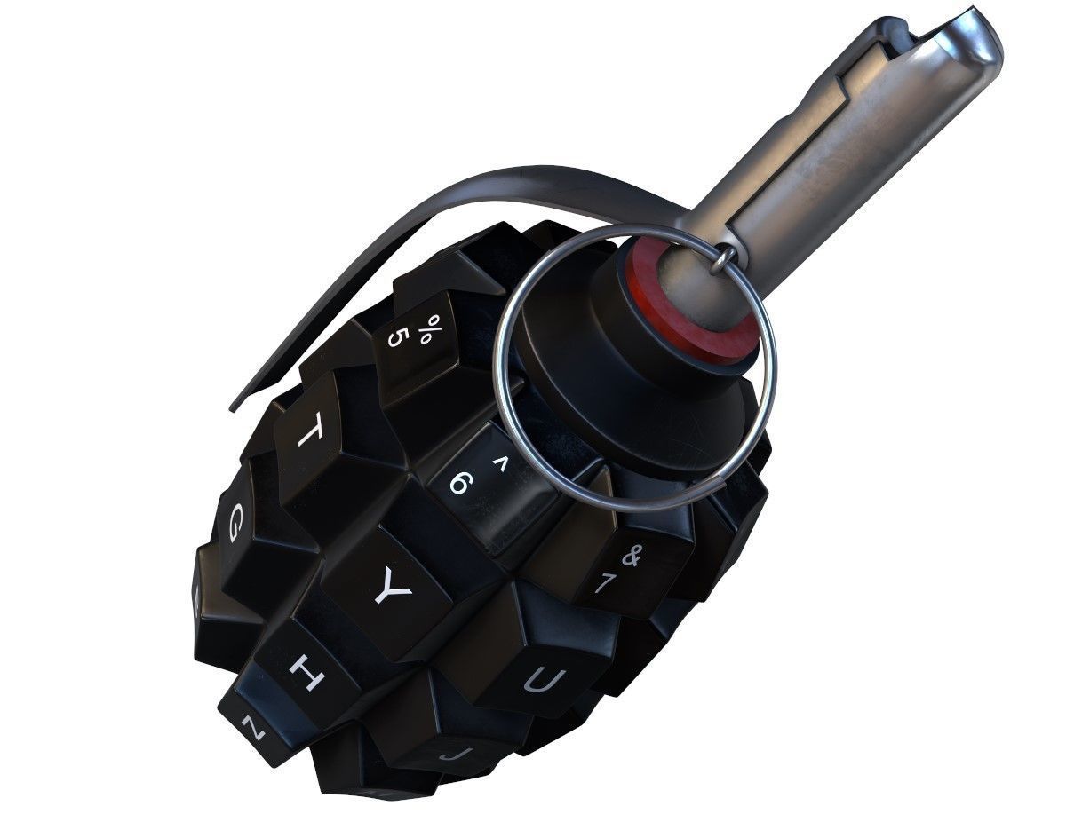 3D model Grenade F1 Fuse with Keyboard Buttons VR / AR / low-poly ...
