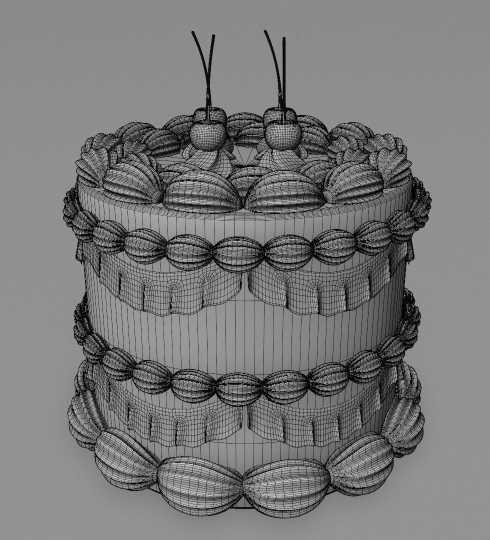 Cake with creamand cherry 3D model for 3D print 3D model 3D printable ...