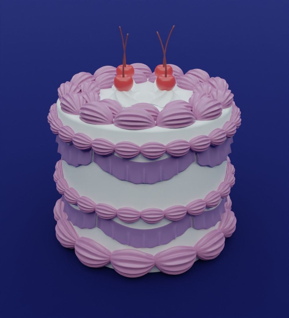 Cake with creamand cherry 3D model for 3D print 3D model 3D printable ...