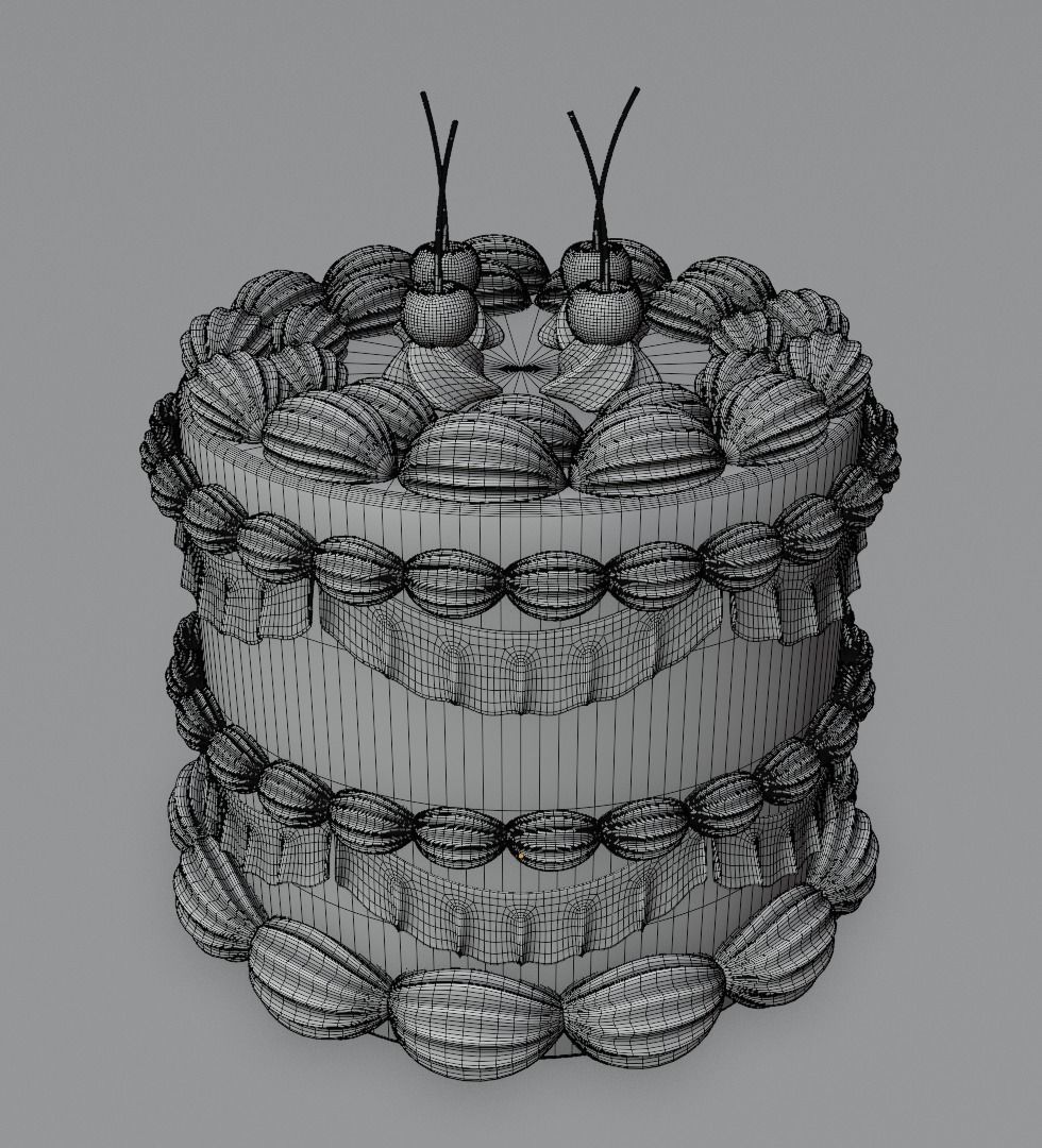 Cake with creamand cherry 3D model for 3D print 3D model 3D printable ...