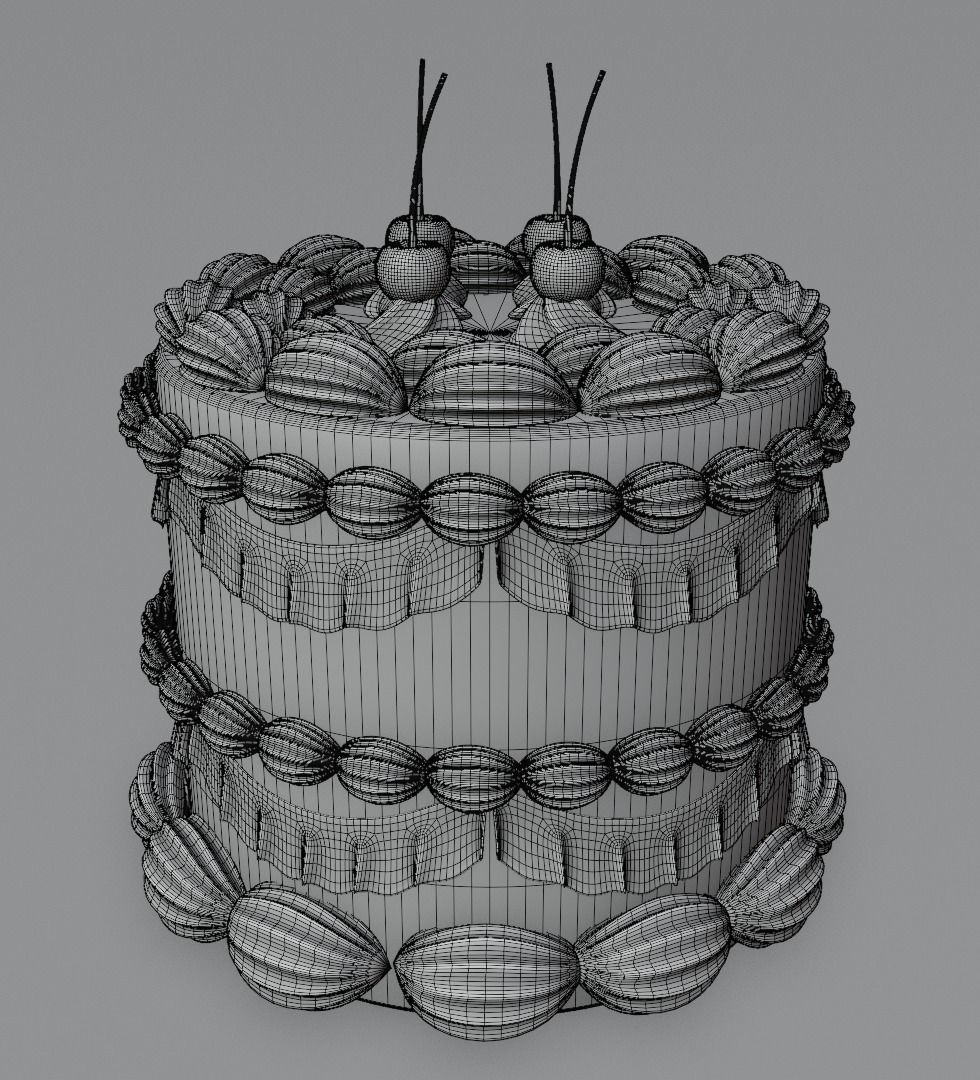 Cake with creamand cherry 3D model for 3D print 3D model 3D printable ...