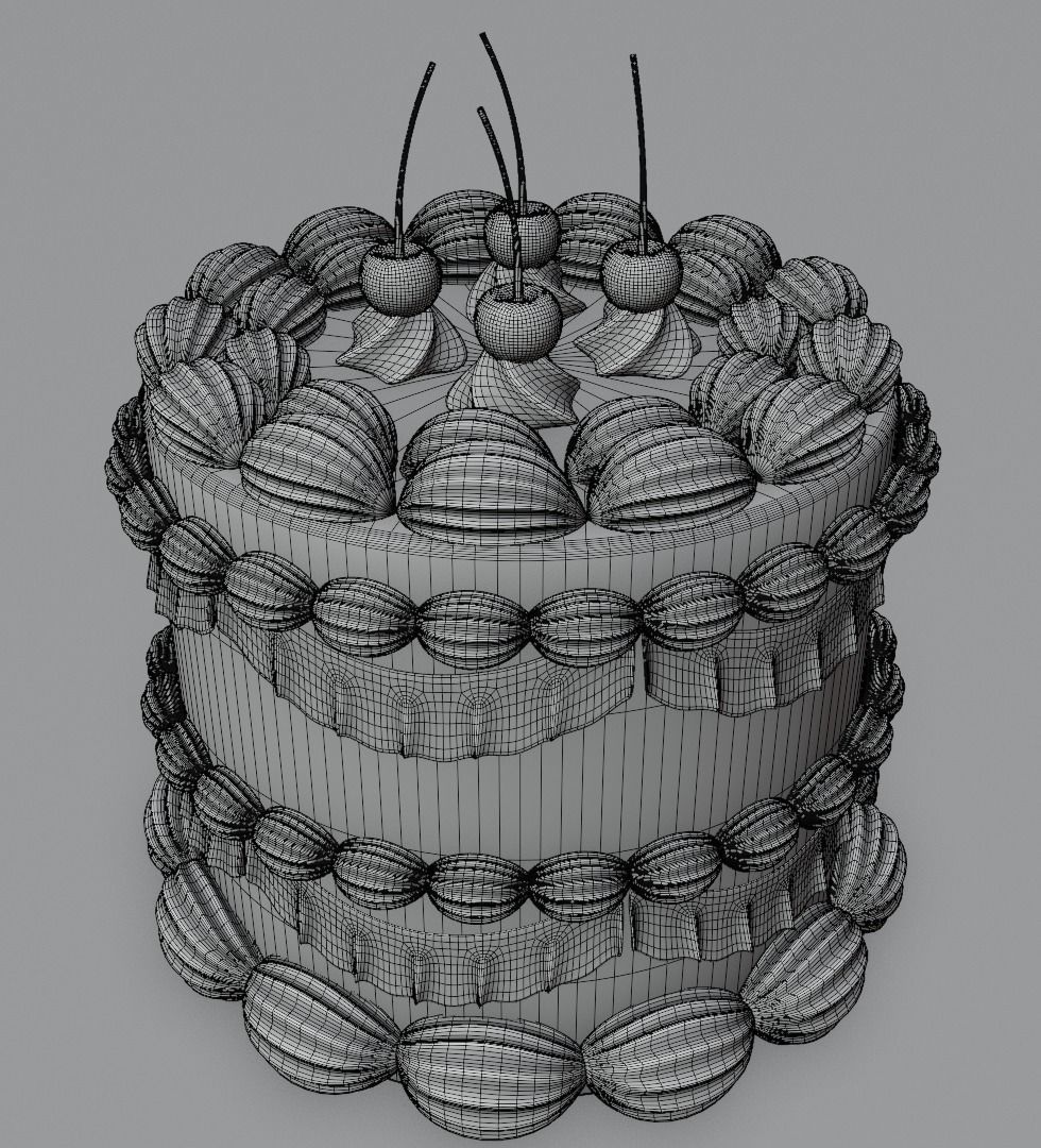 Cake with creamand cherry 3D model for 3D print 3D model 3D printable ...