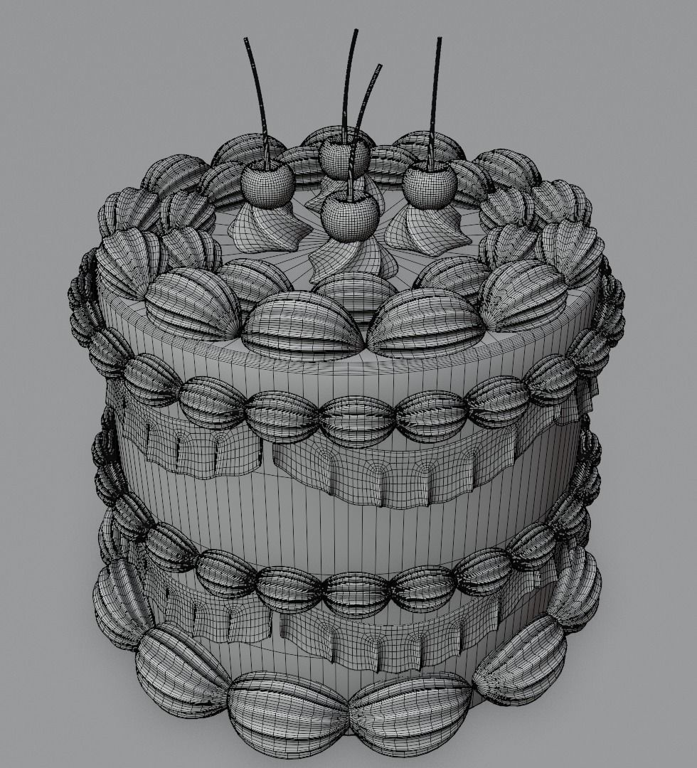 Cake with creamand cherry 3D model for 3D print 3D model 3D printable ...