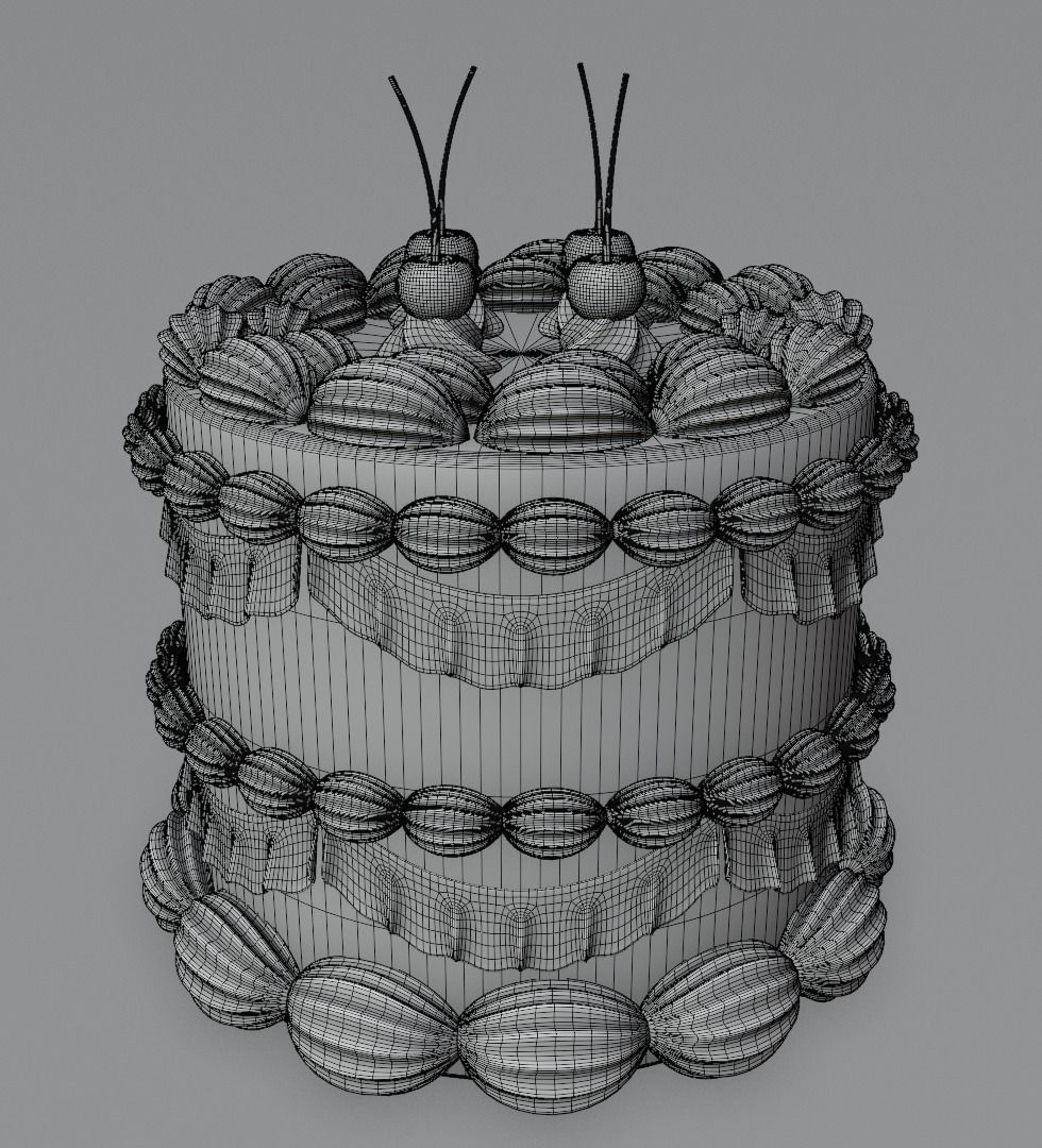 Cake with creamand cherry 3D model for 3D print 3D model 3D printable ...