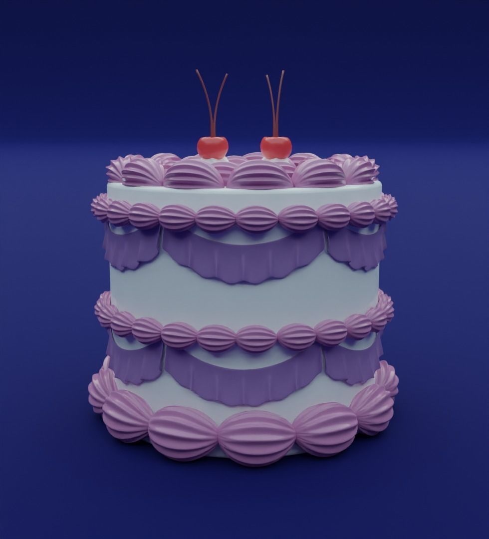 Cake with creamand cherry 3D model for 3D print 3D model 3D printable ...