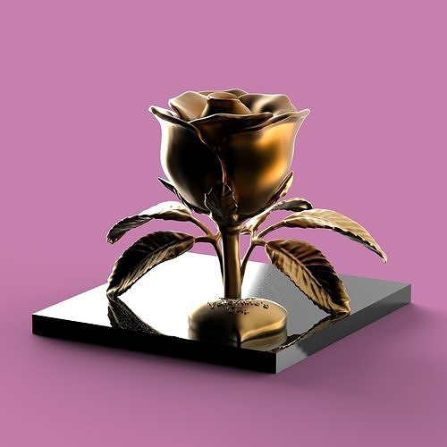 Rose and Heart 3D model 3D printable | CGTrader