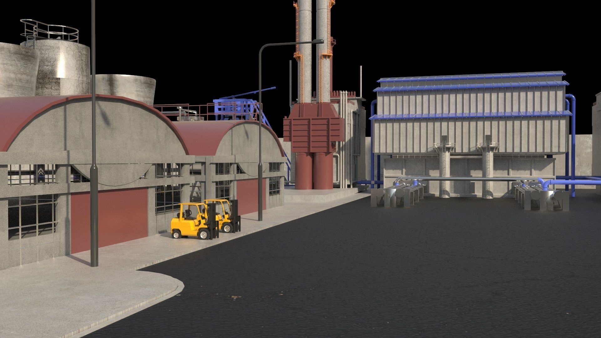3D model Factory Industrial scene VR / AR / low-poly | CGTrader