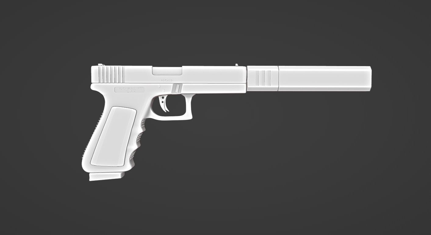 Detailed Glock Pistol With Suppressor 3D model | CGTrader