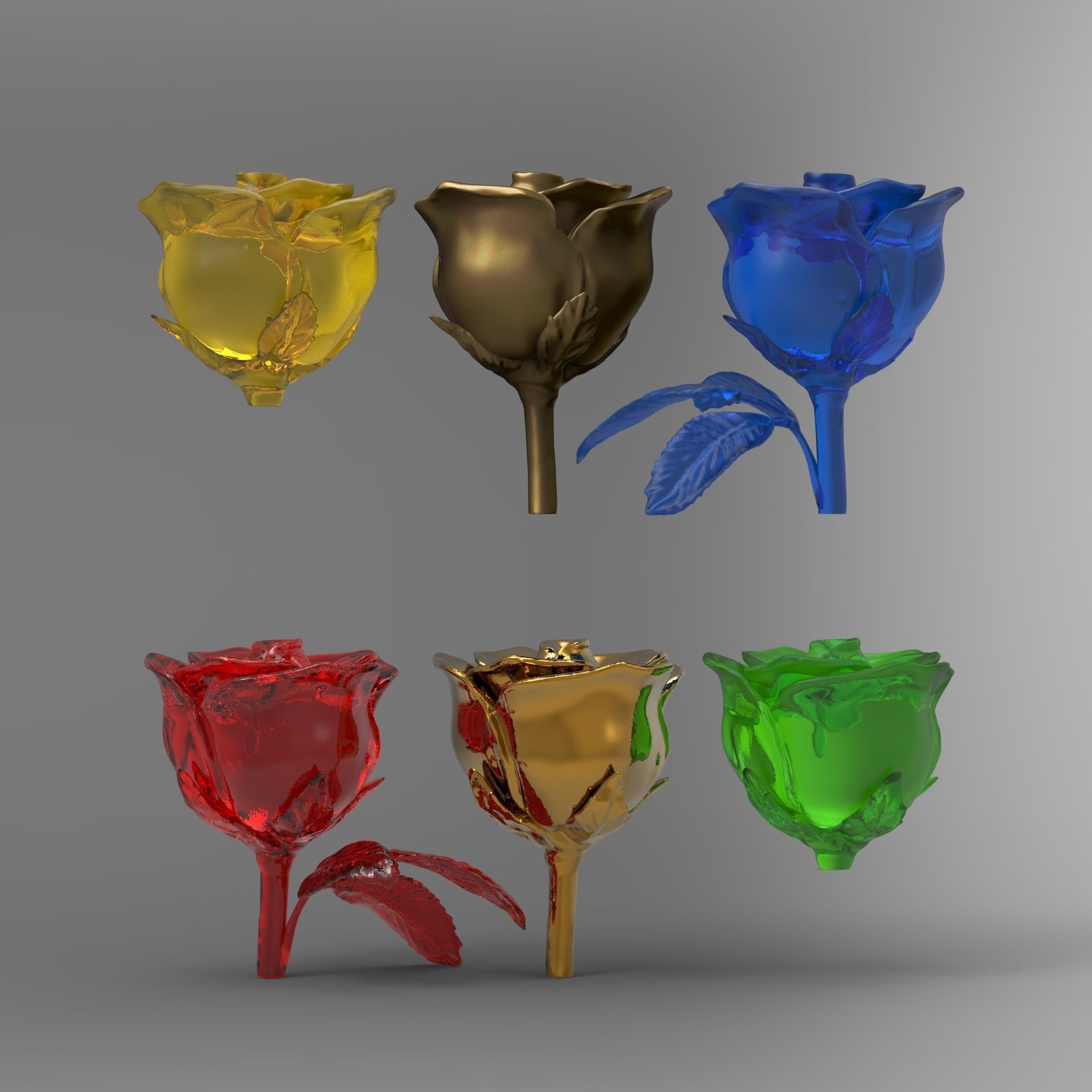 Rose Three Buds 3d Model 3d Printable Cgtrader