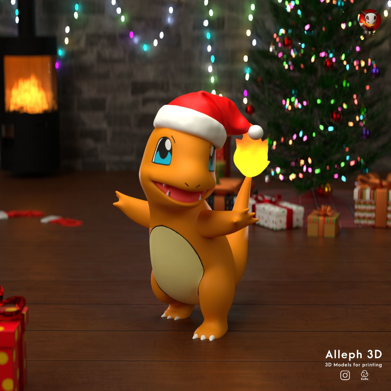 pokemon charmander christmas 3D model 3D printable | CGTrader