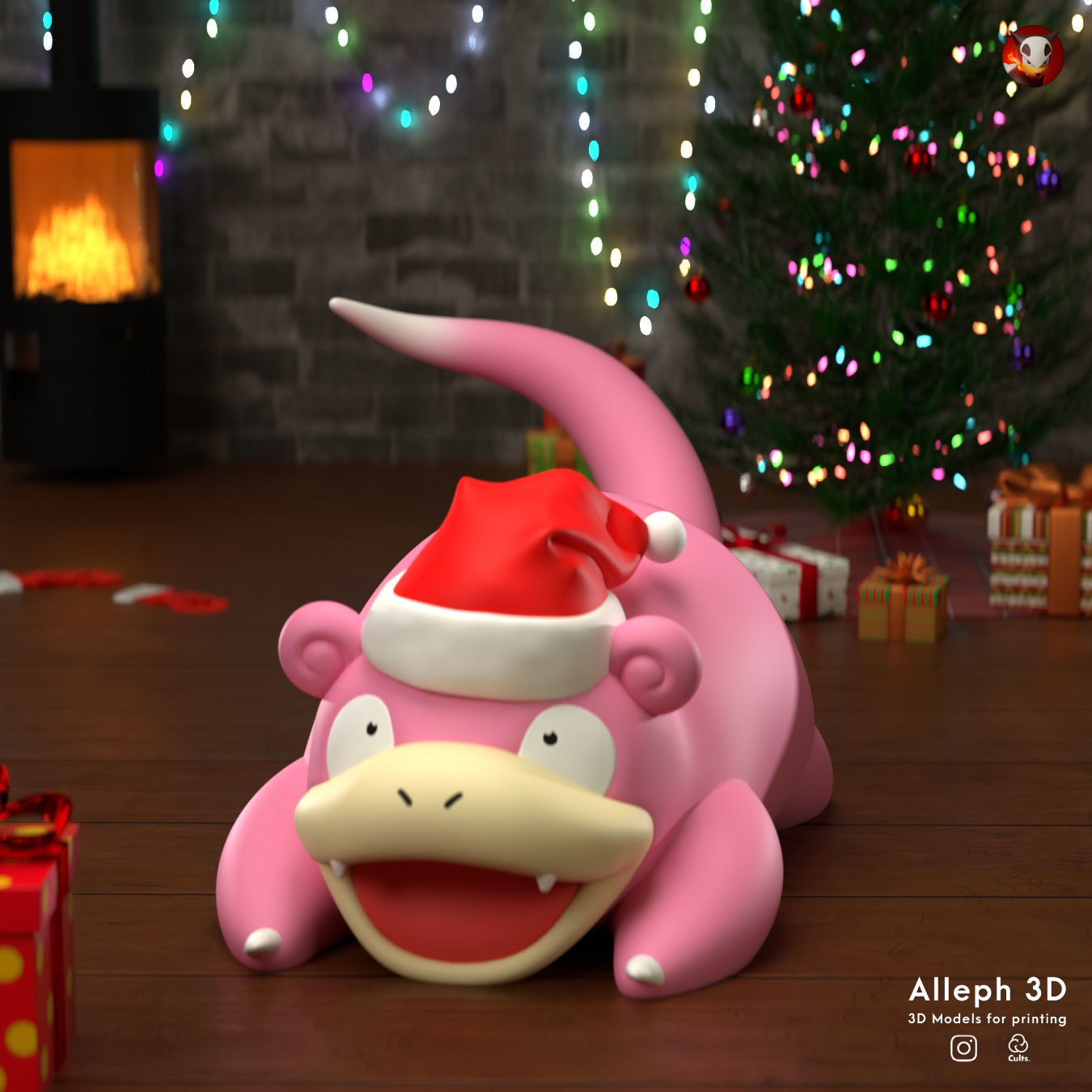 pokemon slowpoke christmas 3D model 3D printable | CGTrader