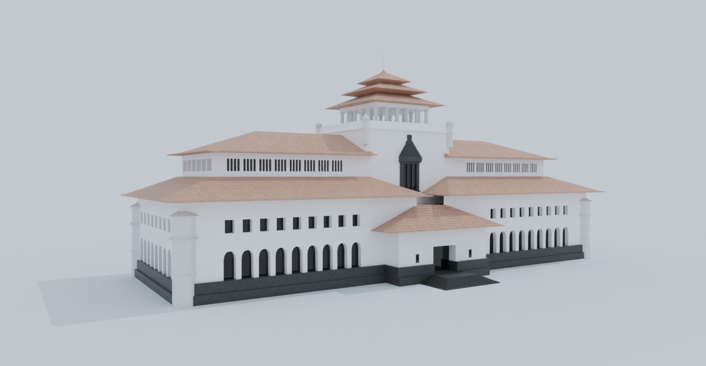 3D model Gedung Sate VR / AR / low-poly | CGTrader
