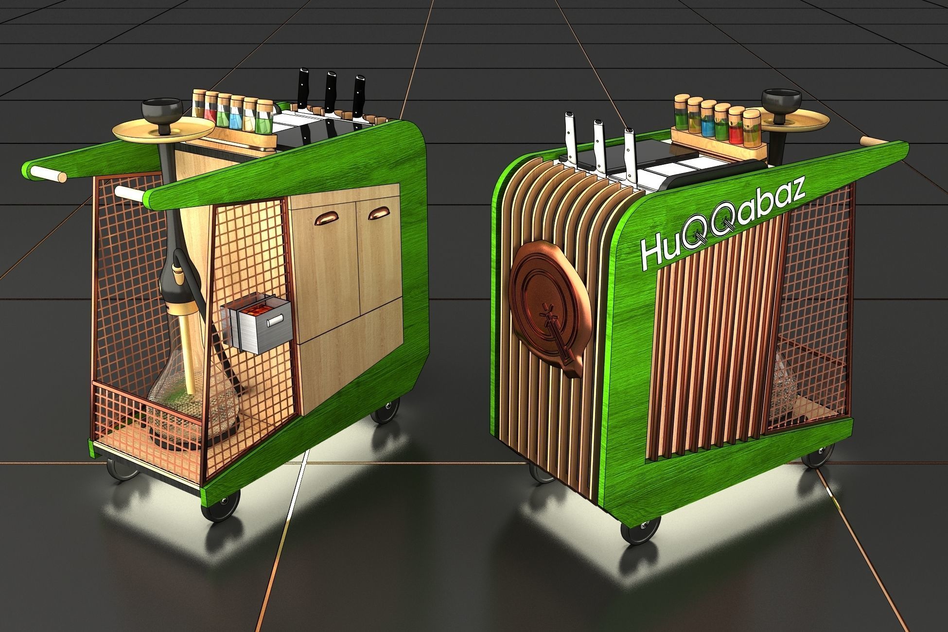 hookah car 3d model Service Car Service dinner Trolley New 3D model ...