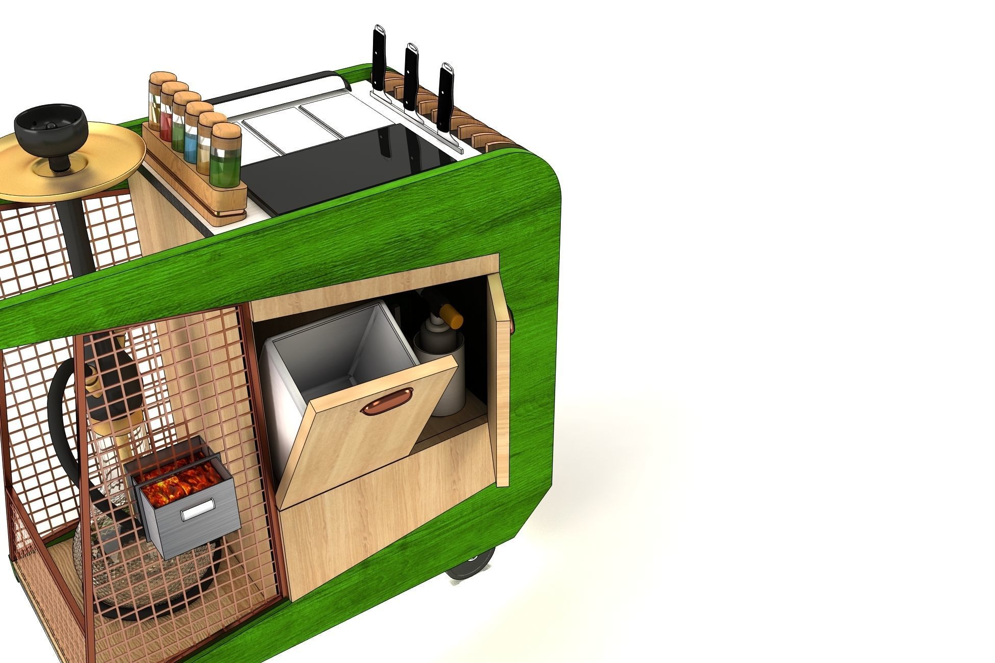 hookah car 3d model Service Car Service dinner Trolley New 3D model ...