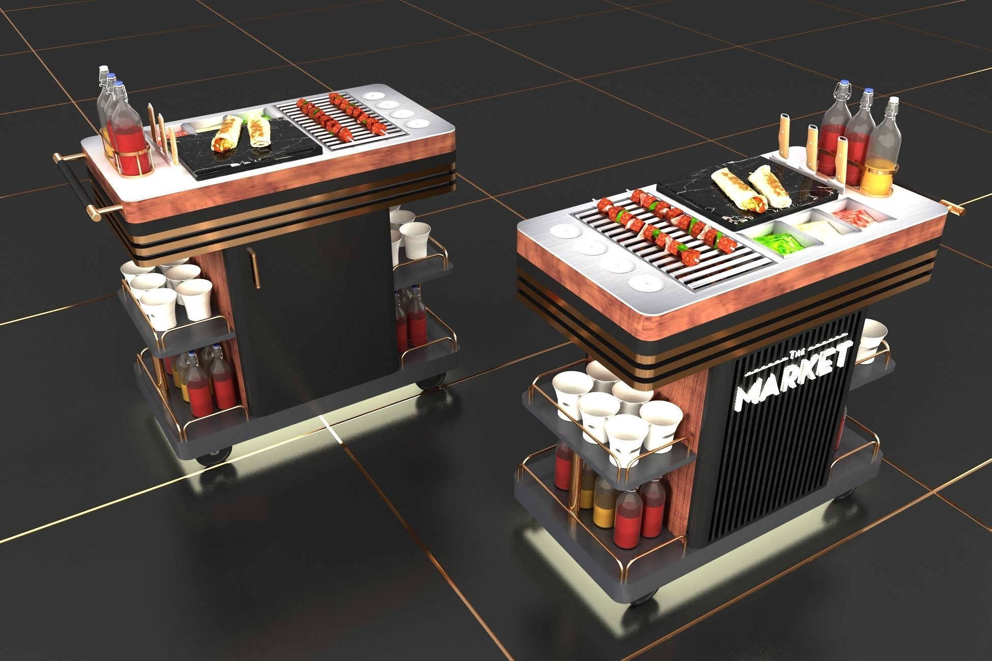 3d model Service Car Service dinner Trolley New 3D model 3D model ...