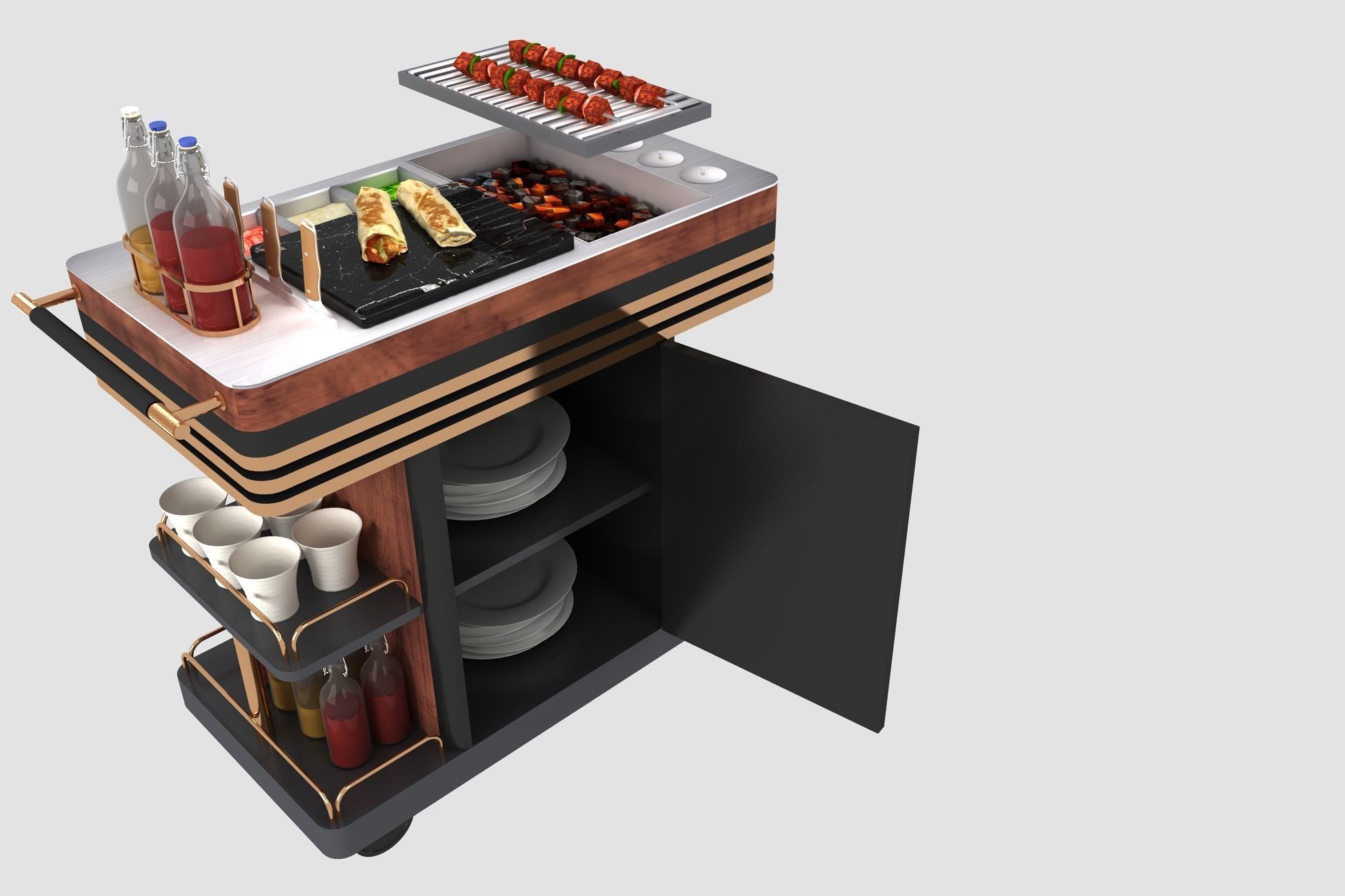 3d model Service Car Service dinner Trolley New 3D model 3D model ...