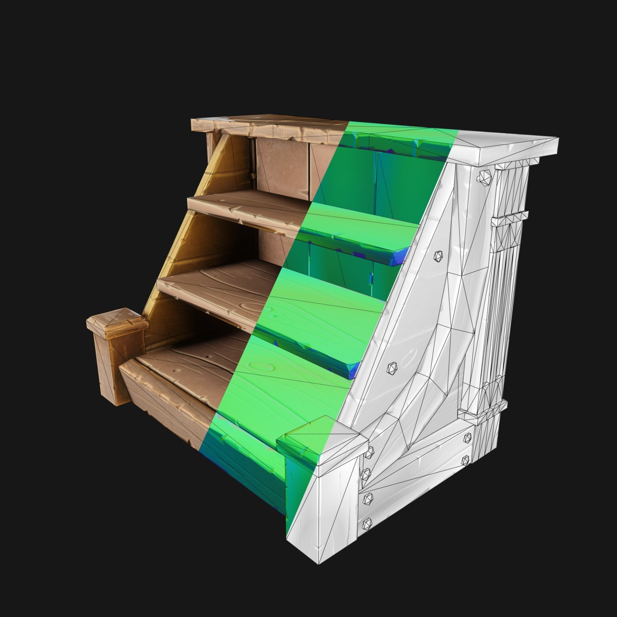 Wooden Showcase Stylized free VR / AR / low-poly 3D model | CGTrader