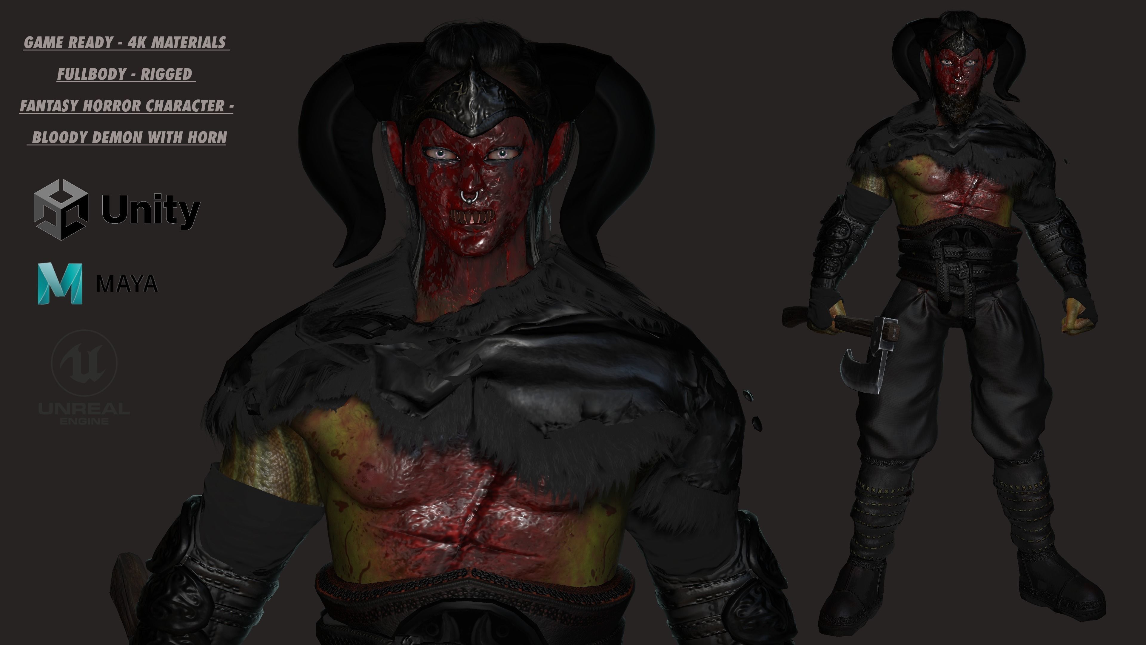 3D model AAA 3D MODEL FANTASY HORROR DEMON CHARACTER - BLOODY DEMON ...