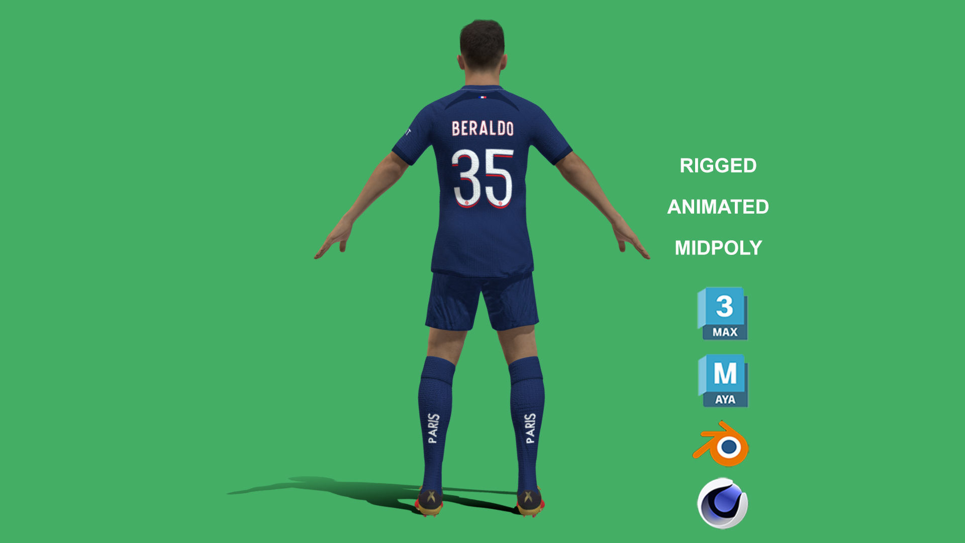 3D Rigged Lucas Beraldo PSG 2024 3D model animated rigged | CGTrader