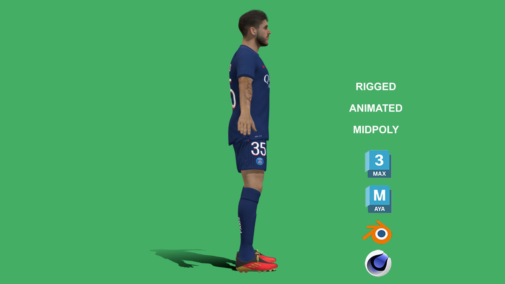 3D Rigged Lucas Beraldo PSG 2024 3D model animated rigged | CGTrader