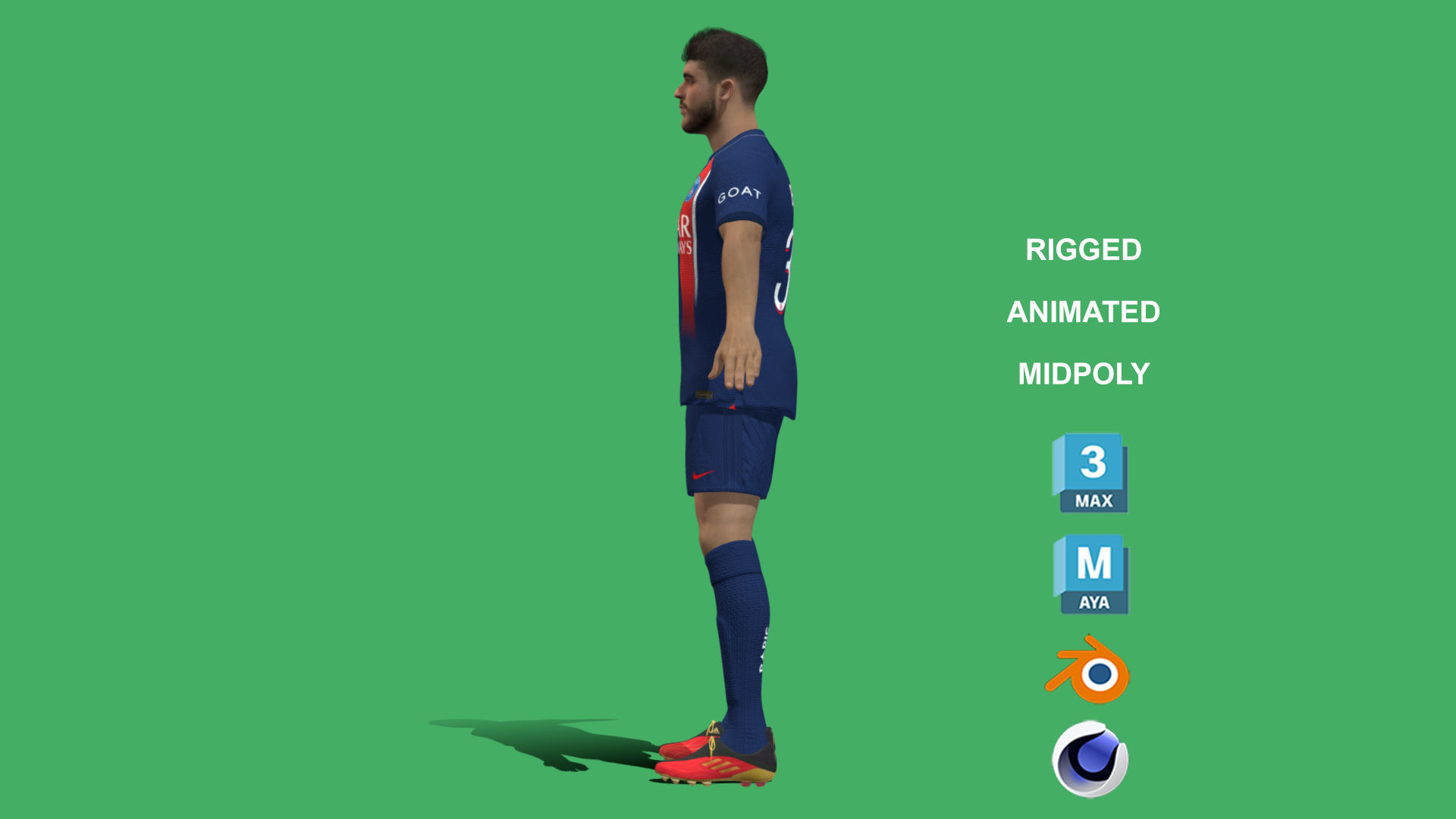 3D Rigged Lucas Beraldo PSG 2024 3D model animated rigged | CGTrader