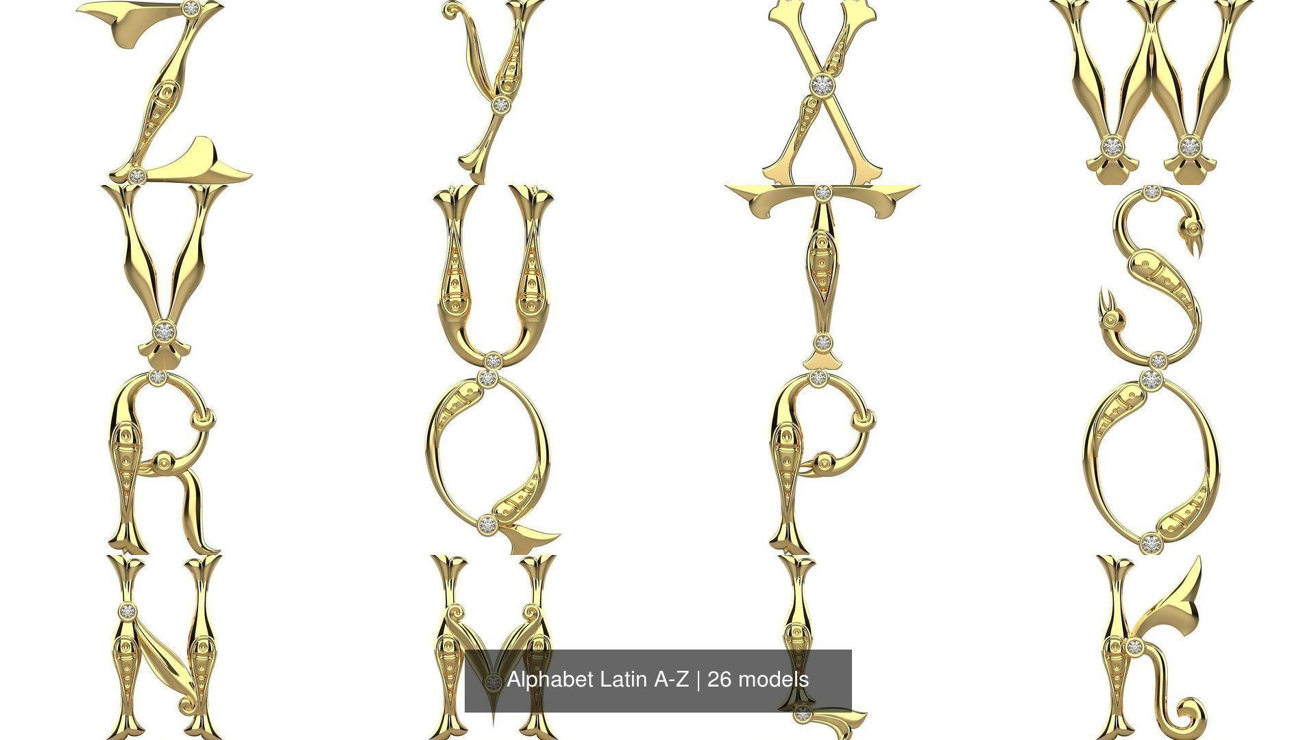 Alphabet Latin A-Z 3D Model Collection 3D printable | CGTrader
