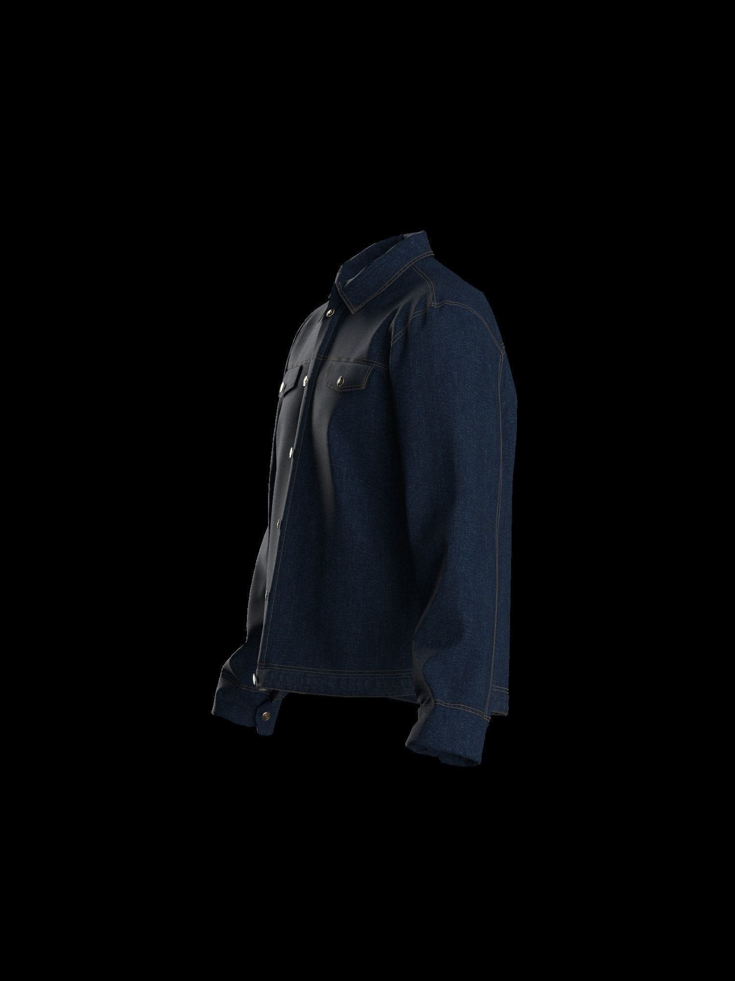 Male denim jacket 3D model animated rigged | CGTrader