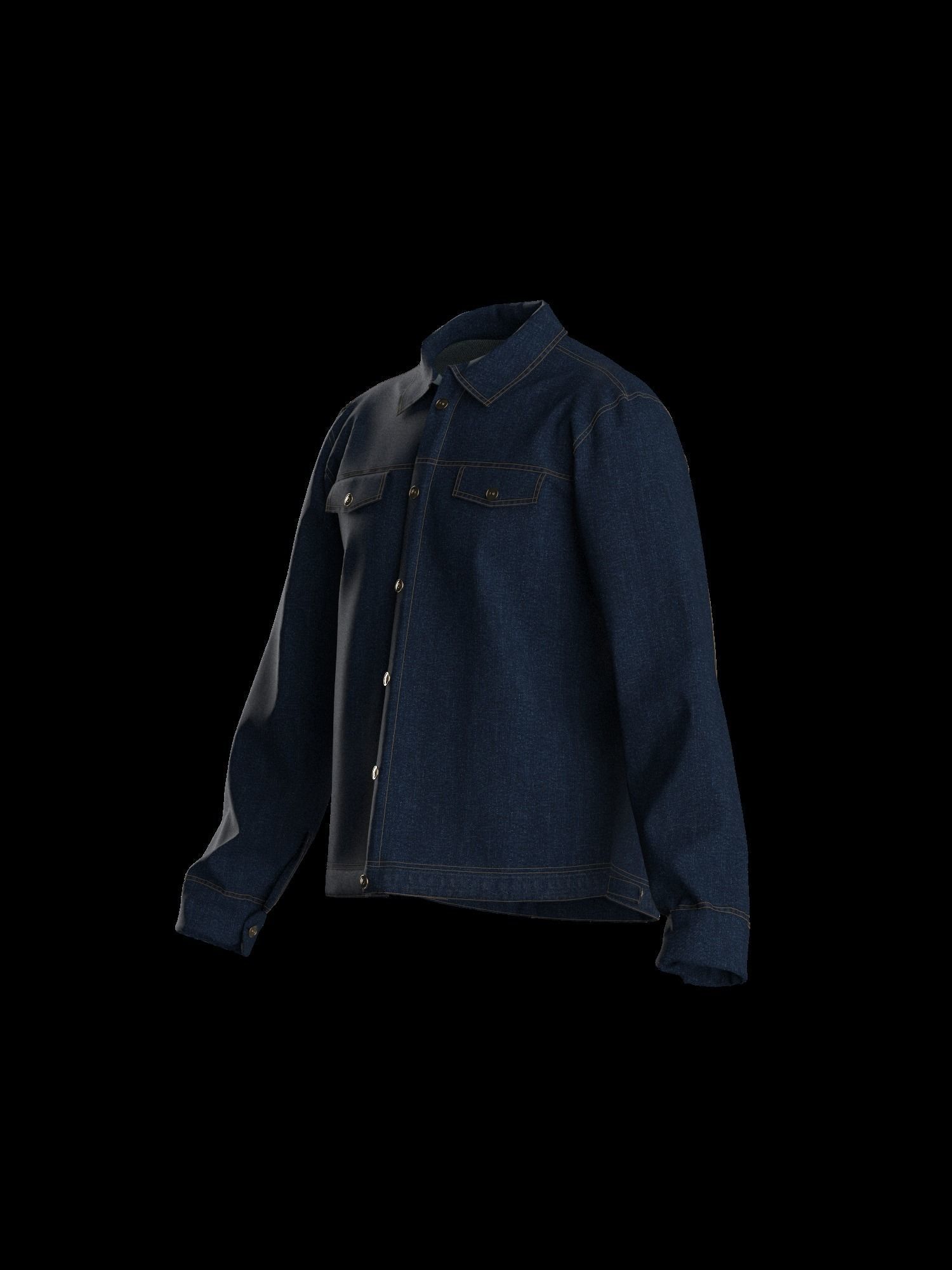 Male denim jacket 3D model animated rigged | CGTrader