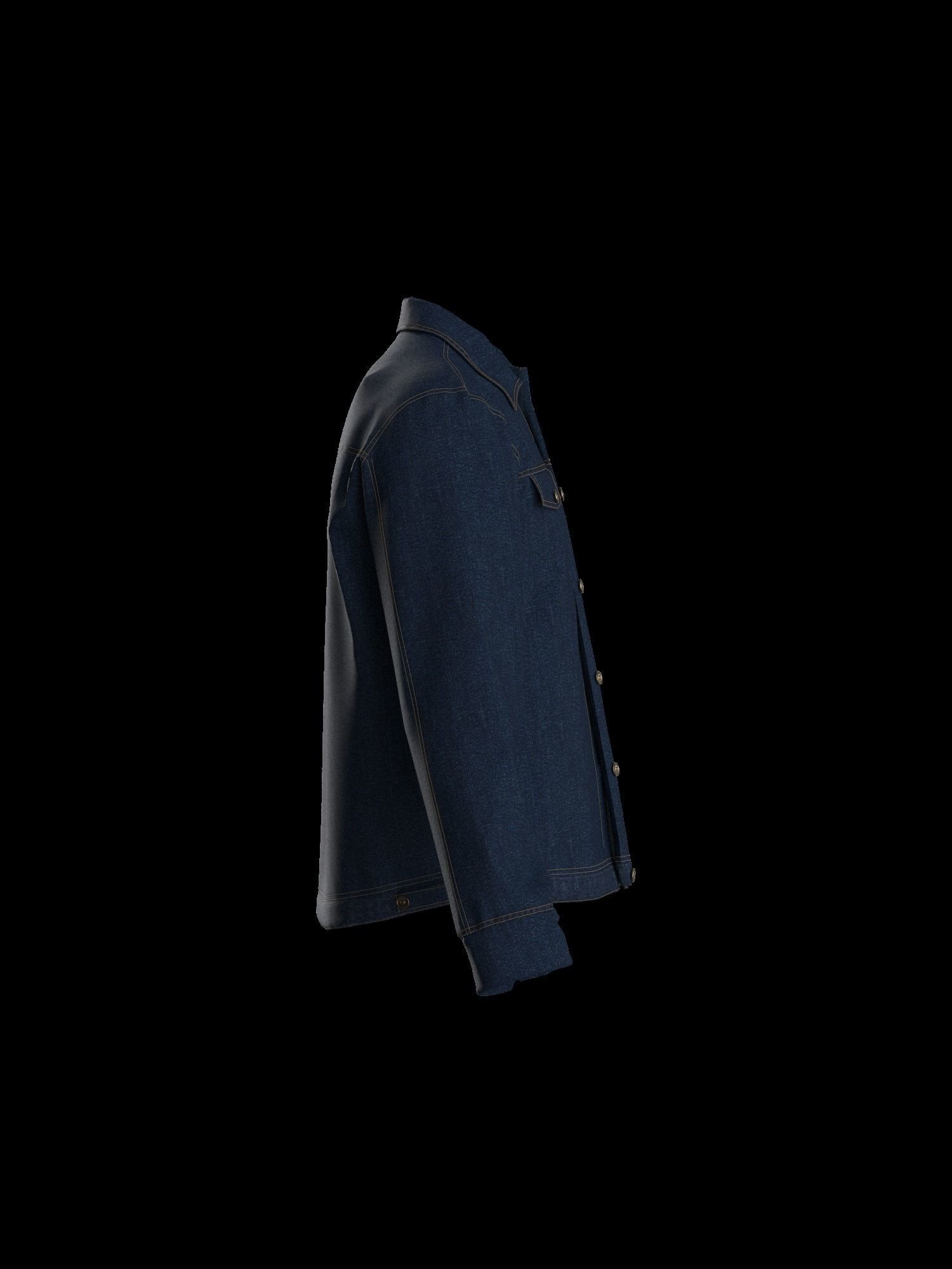 Male denim jacket 3D model animated rigged | CGTrader