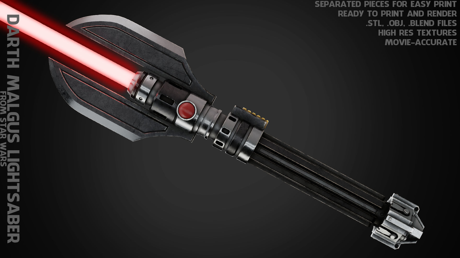 Star Wars Darth Malgus Lightsaber for Cosplay 3D model 3D printable ...
