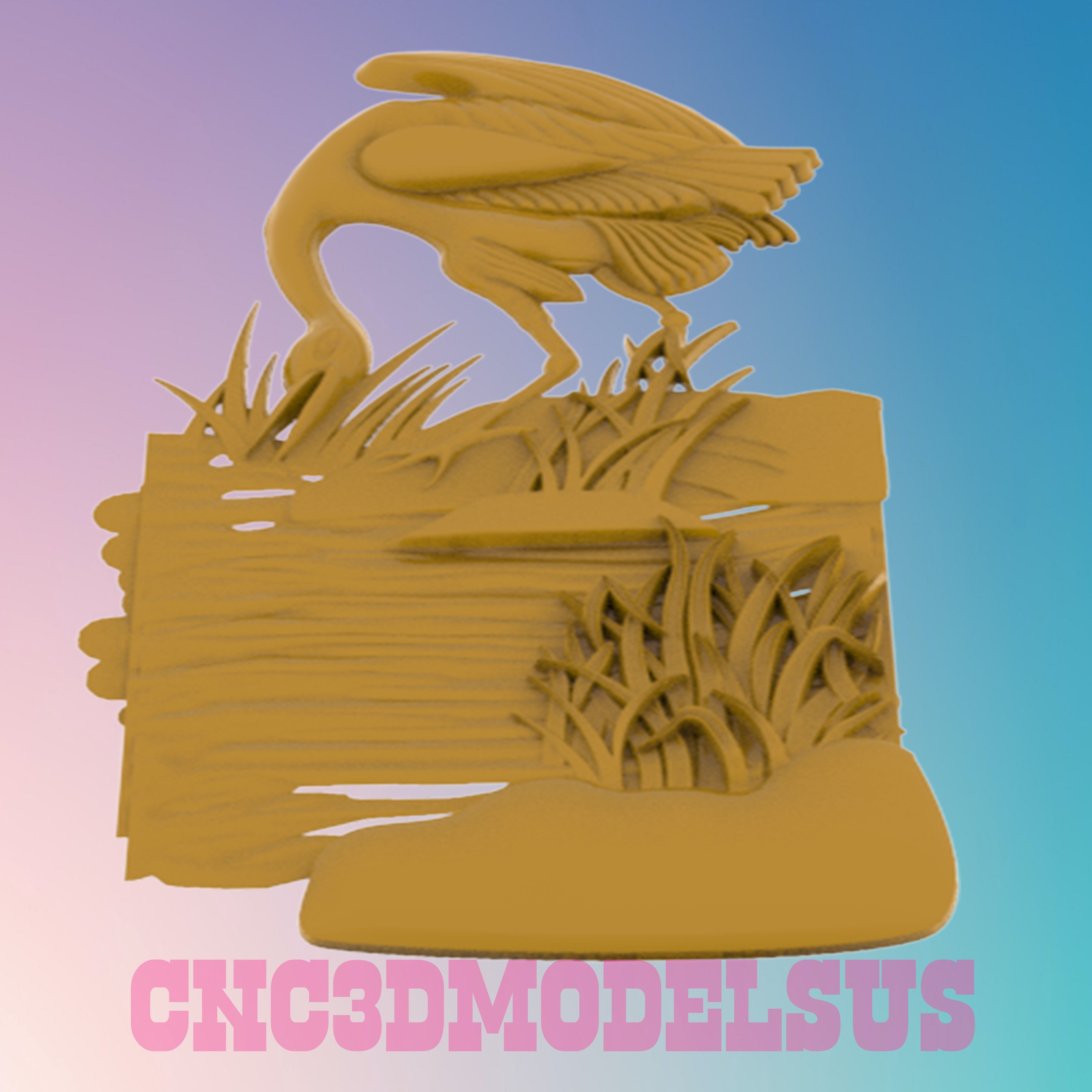 Heron in the swamp 3D MODEL STL FILE FOR CNC ROUTER LASER 3D model 3D ...