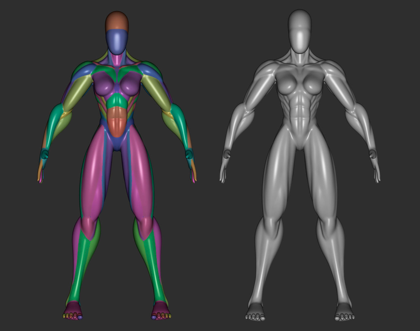 stylized female body blocking model 3D model 3D model | CGTrader