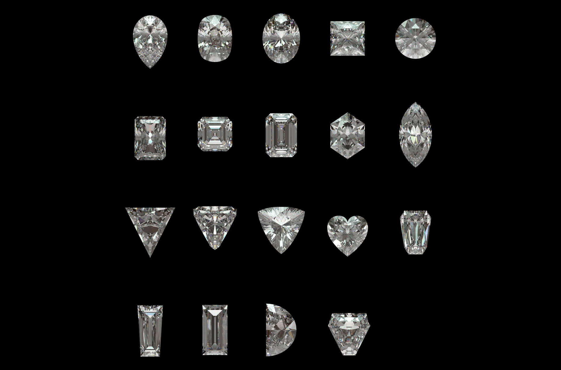 All Diamond Shapes free 3D model 3D printable | CGTrader