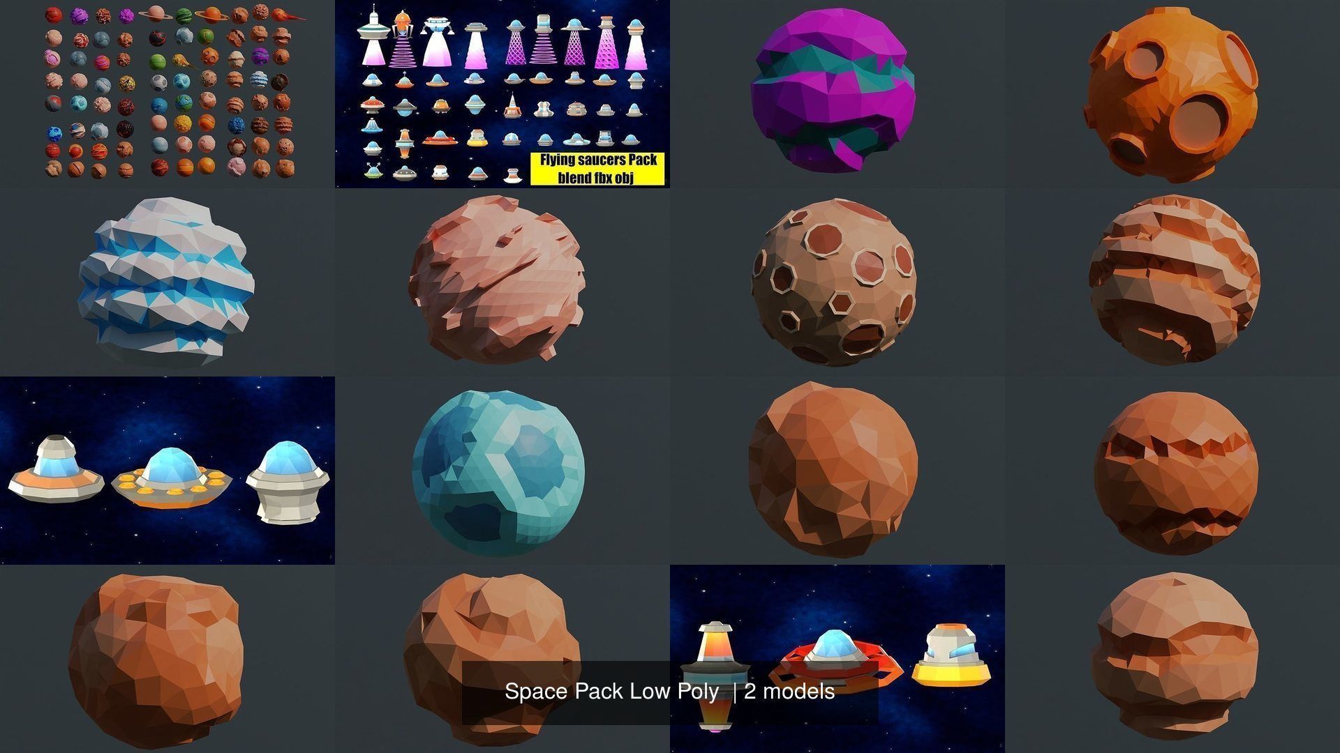 3D Model Collection Space Pack Low Poly VR / AR / low-poly | CGTrader