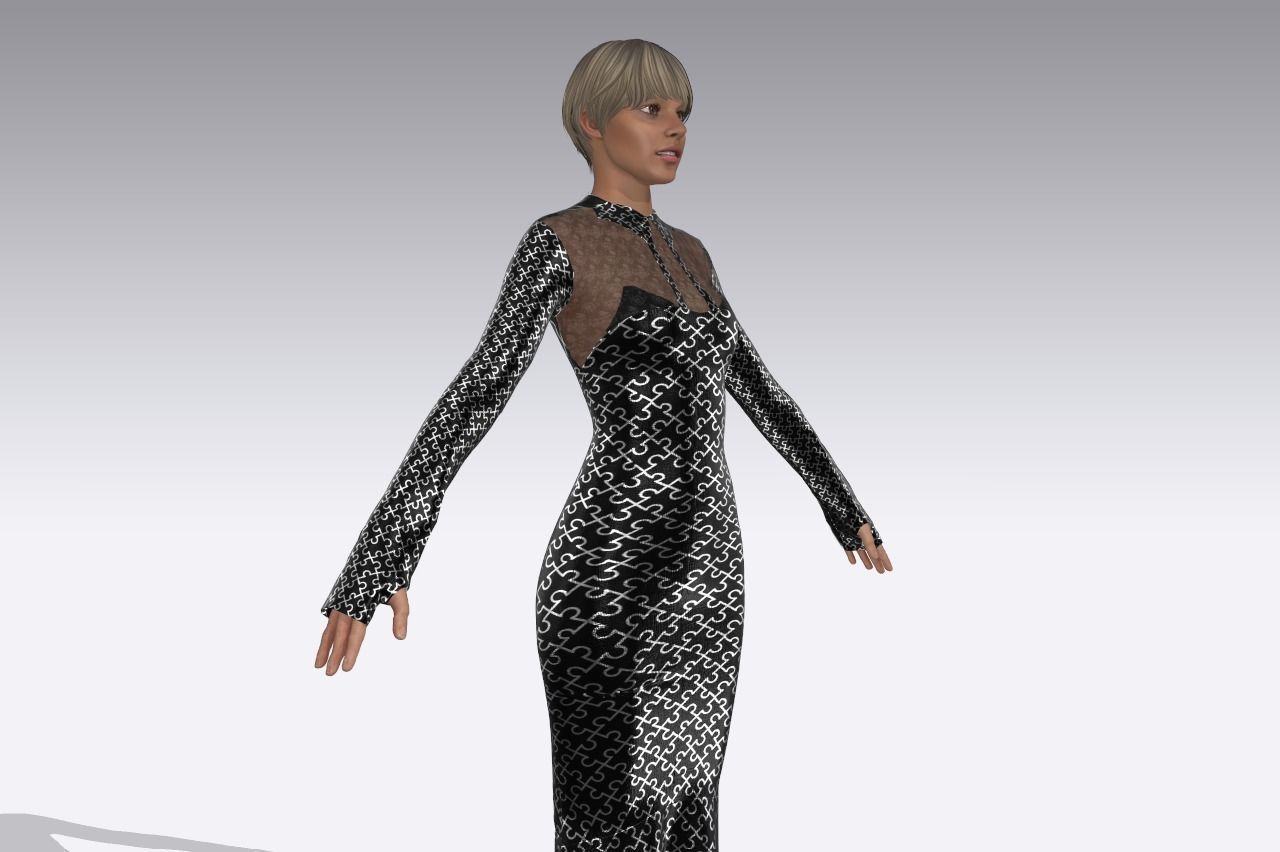 3d fishtail gown 3D model | CGTrader