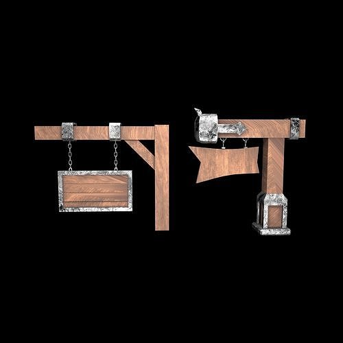 3D model Wooden Sign VR / AR / low-poly | CGTrader