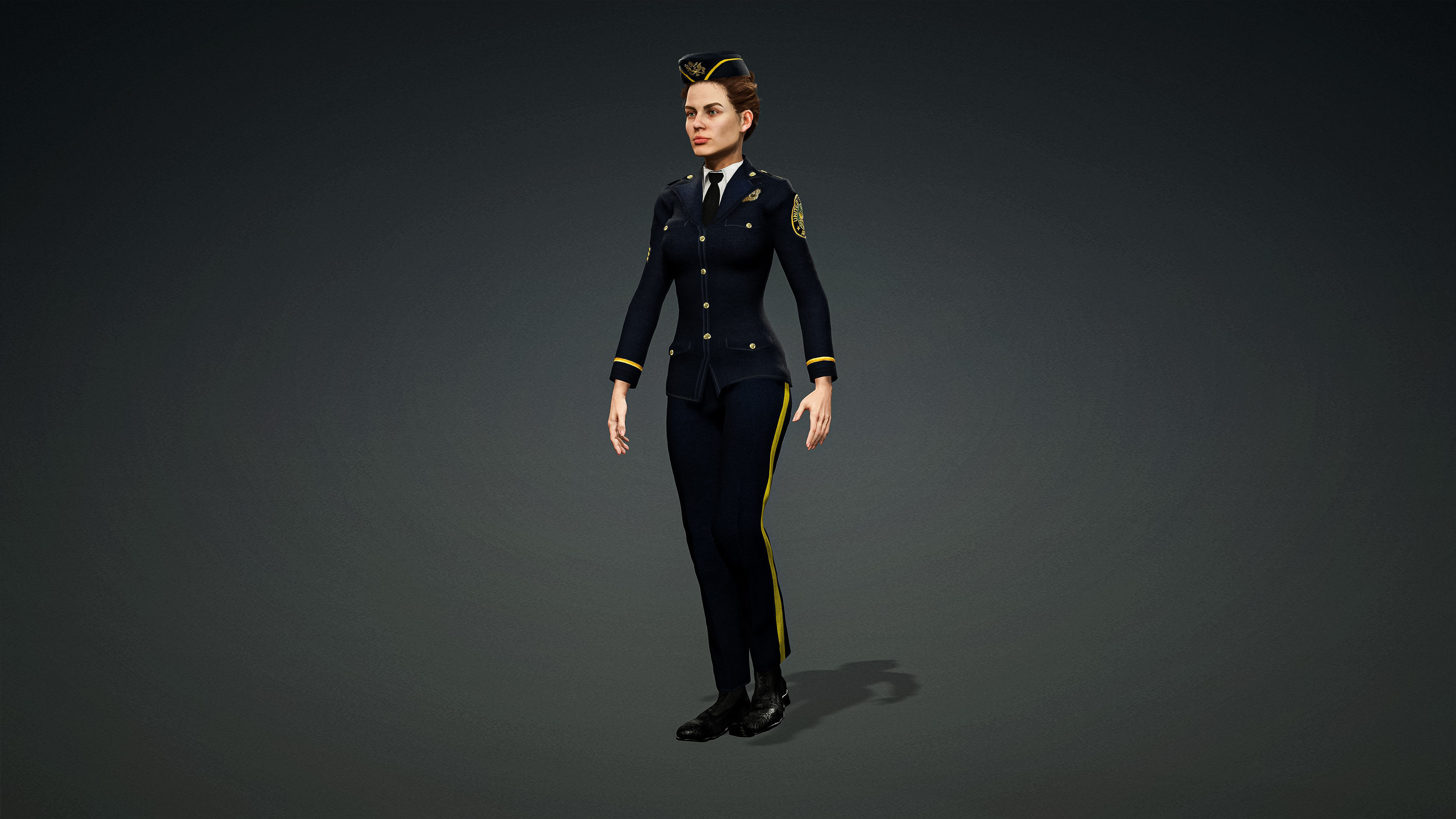 3D model High Quality Realistic Female Police Officer Blue Suit VR / AR ...