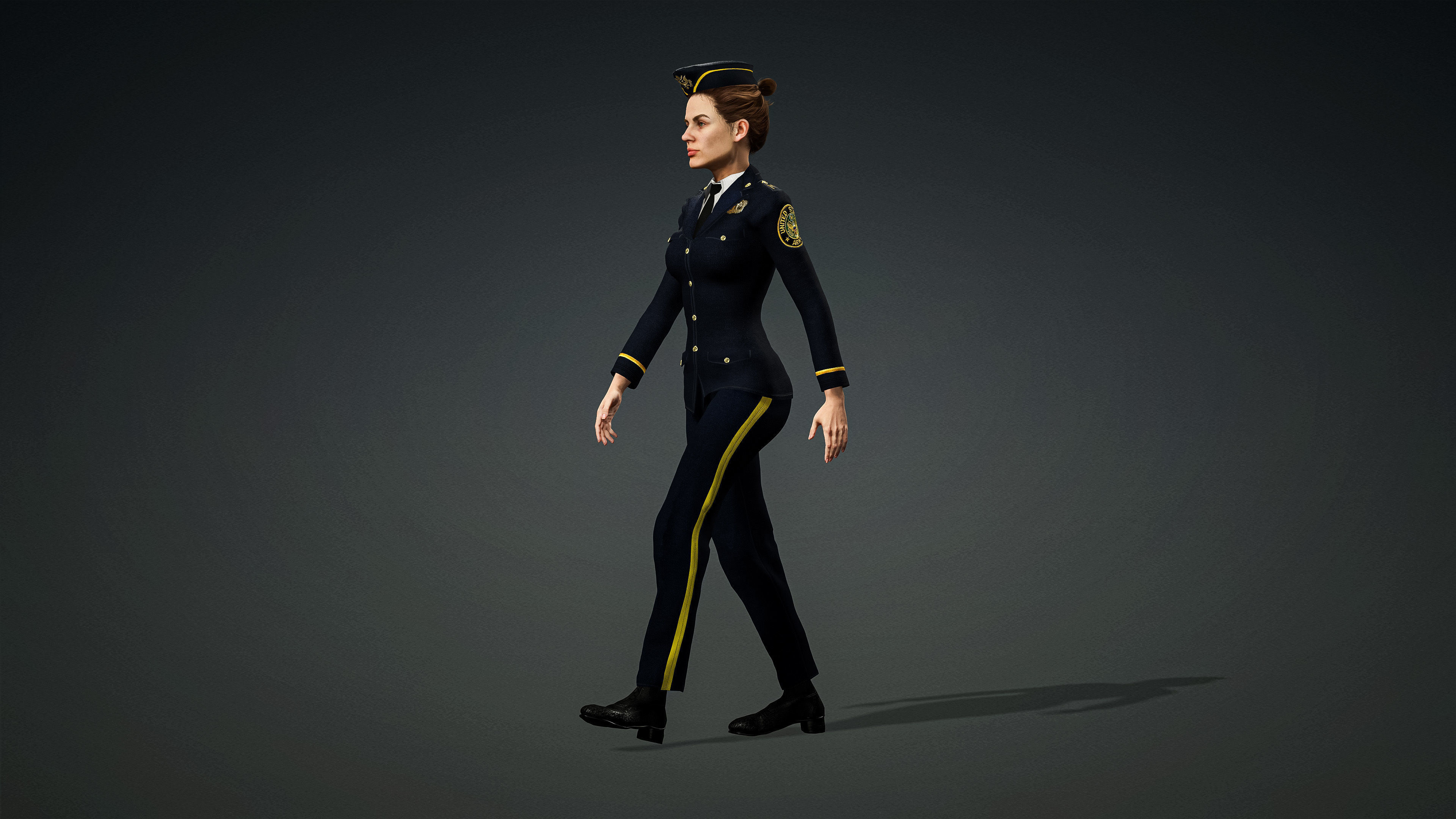 3D model High Quality Realistic Female Police Officer Blue Suit VR / AR ...