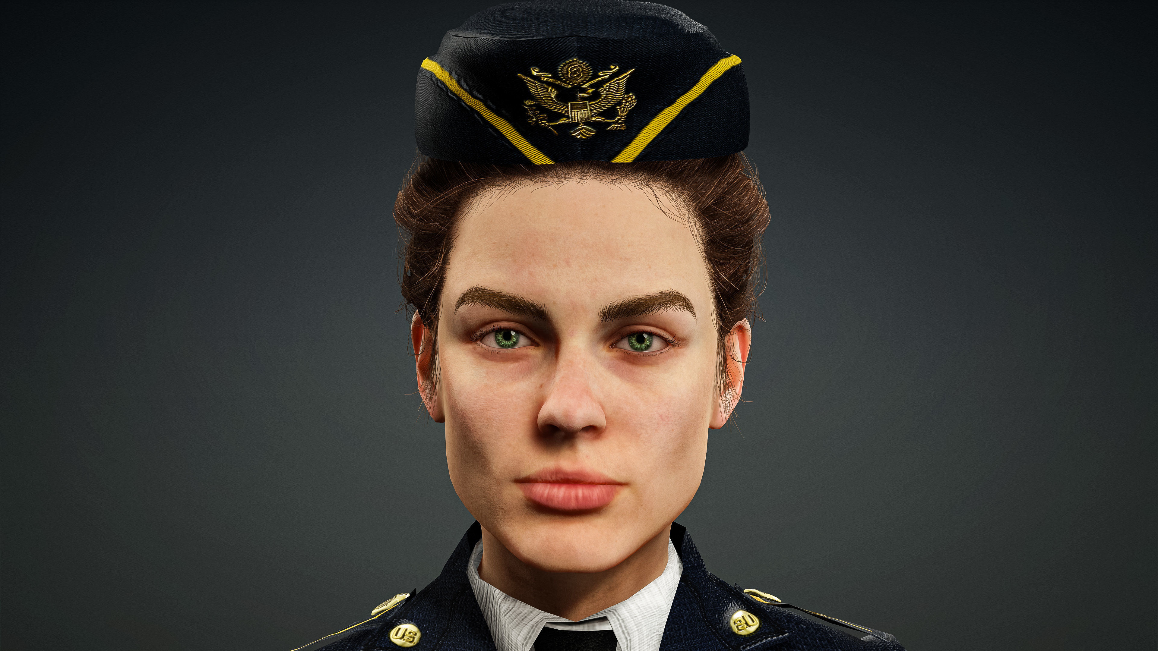 3D model High Quality Realistic Female Police Officer Blue Suit VR / AR ...