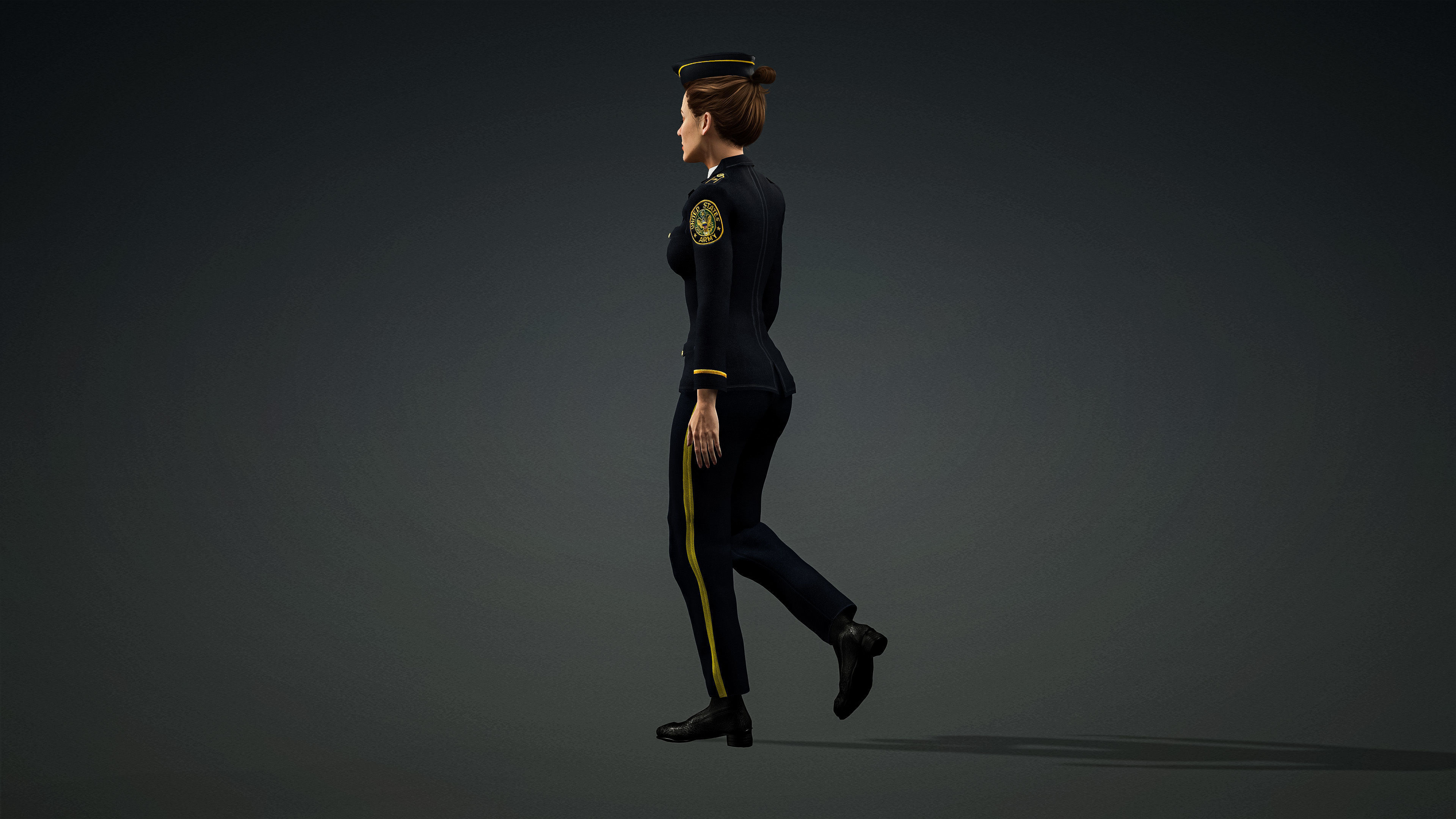 3D model High Quality Realistic Female Police Officer Blue Suit VR / AR ...