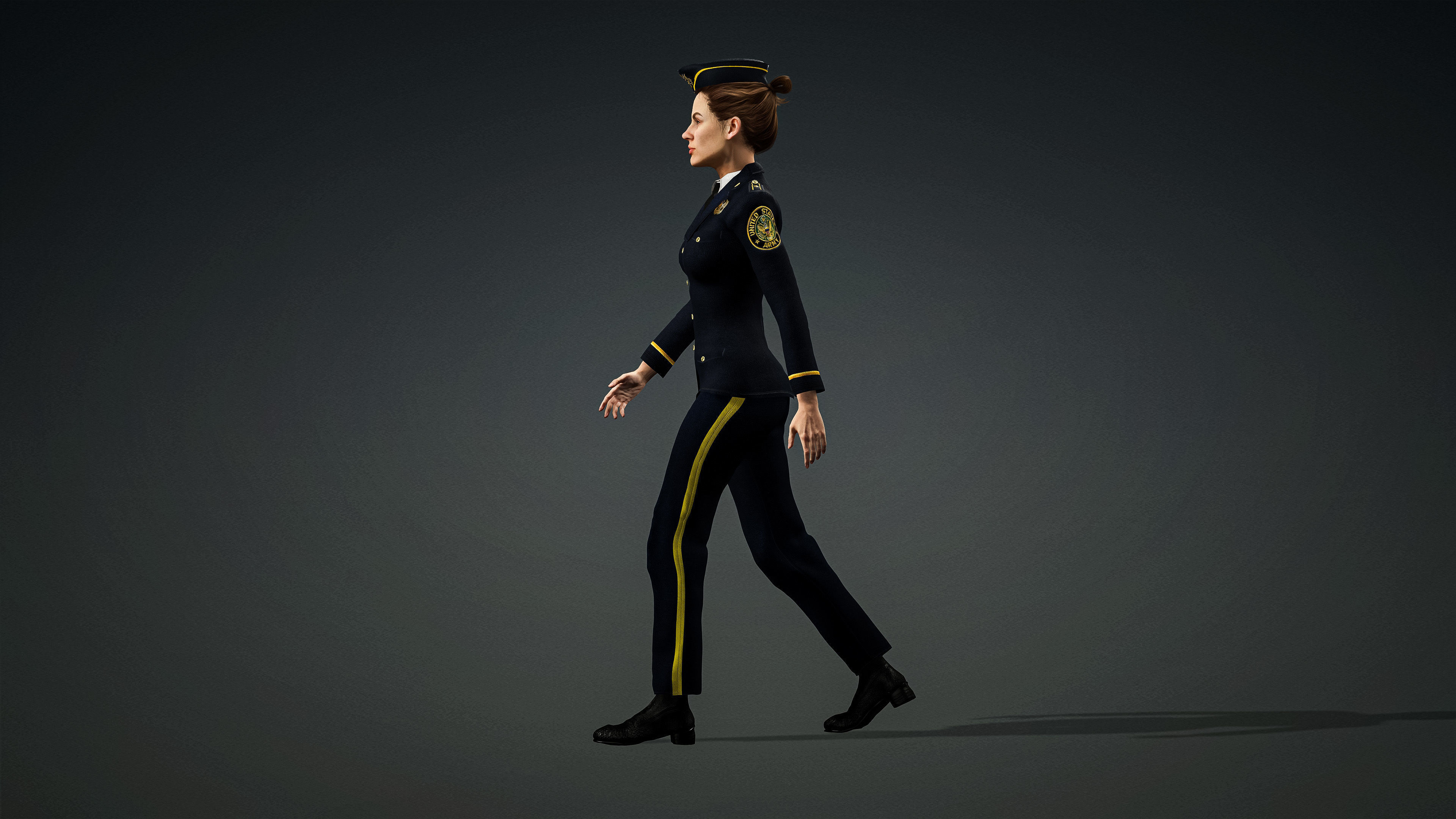3D model High Quality Realistic Female Police Officer Blue Suit VR / AR ...